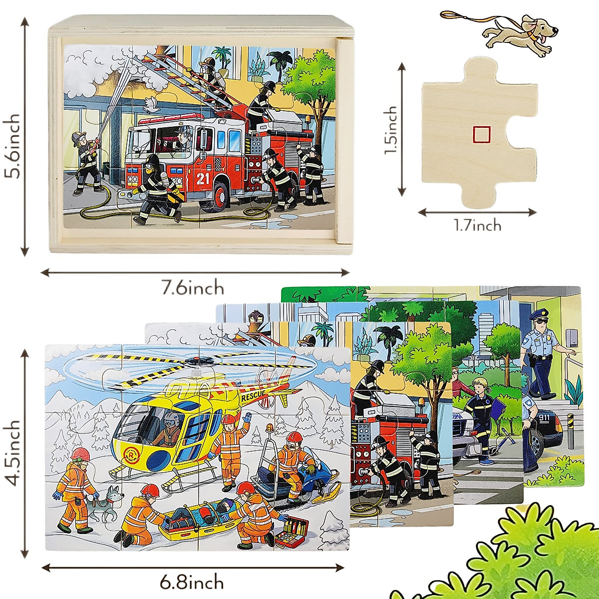 TOYLI 4-in-1 Wooden Puzzles for Boys 48 PCs Puzzles for Kids Ages 4-6 Great Gift for Boys,Car Puzzles for Kids Ages 4-8, Wood Puzzles for Kids Ages 3-5 Jigsaw Puzzle Box, Summer Activity Outside