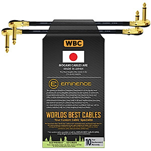 WORLDS BEST CABLES 2 Units - 5 Inch - S-Shaped Pedal, Effects, Patch, Instrument Cable Custom Made Made Using Mogami 2524 Wire and Eminence Gold Plated (6.35mm) R/A Pancake Type Connectors