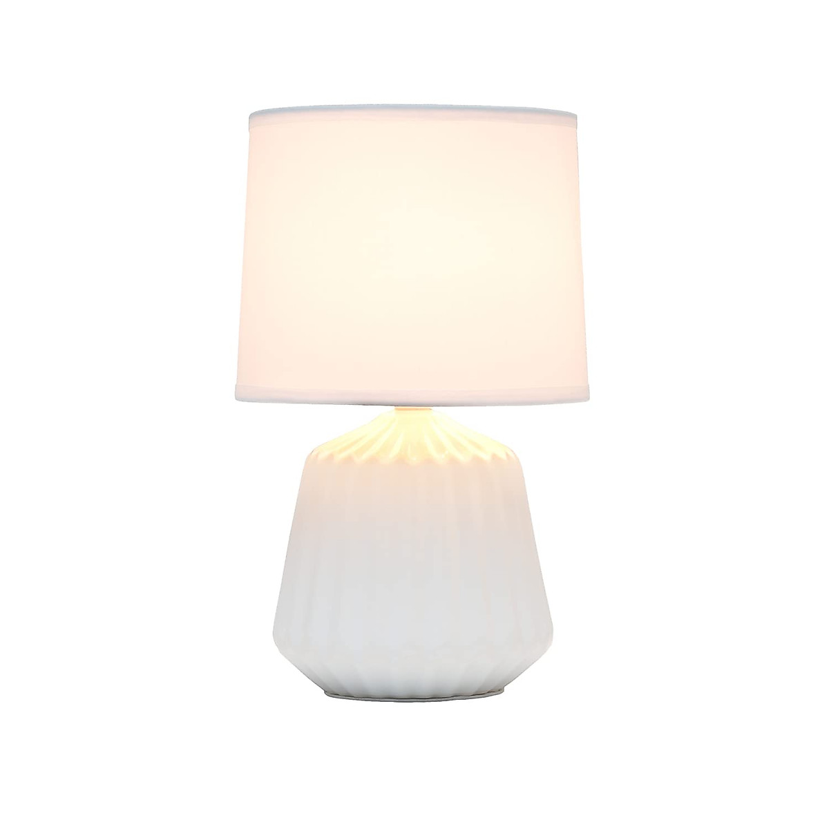 Simple Designs LT1120-OFF Petite Mini Pleated English Ceramic Base Table Lamp, Off White