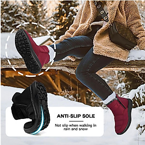 TEMOFON Women Snow Boots Winter: Warm Black Ankle Winter Shoes Waterproof Fur Lined Booties Womens Soft Boot Walking Comfortable Size 10