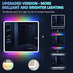 ACEMIRO Bathroom Medicine Cabinet with Lights, 36×32 Inch LED Bathroom Mirror Cabinet with Lights, Defogger, Dimmer, Lighted Medicine Cabinet with RGB Backlit+3 Color Front Light, Wall Mounted