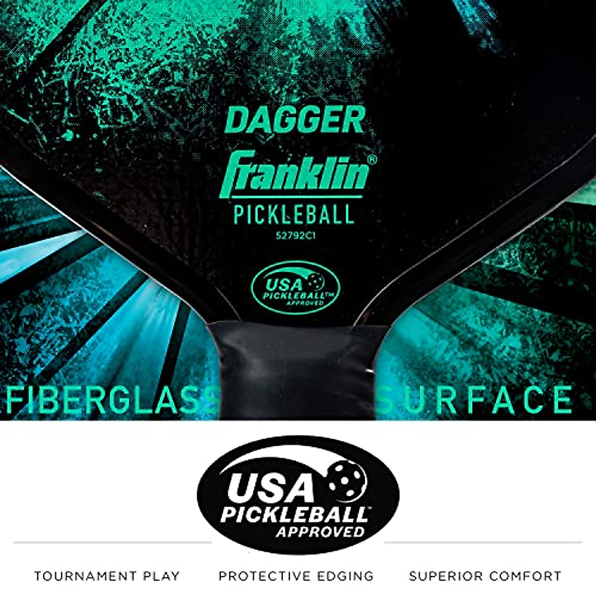 Franklin Sports Pickleball Paddle and Ball Set - (2) Dagger Fiberglass Pickleball Rackets + (4) X-40 Pickleballs - USA Pickleball (USAPA) Approved - 2 Player Pickleball Paddles + Balls Set