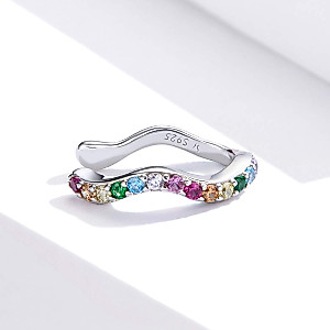Colorful CZ Wave Ear Cuffs Cartilage Earrings S925 Sterling Silver Rainbow Crystal Rhinestone Non Piercing Clip On Wrap Earring Hypoallergenic Jewelry Gifts for Women
