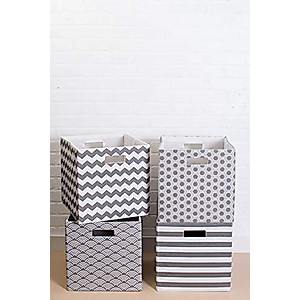 DII Collapsible Polyester Storage Cube, Chevron, Gray, Large