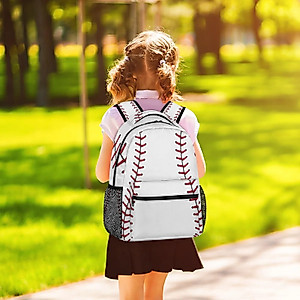 AUUXVA Baseball Stitches Laptop Backpack Kids Girls Boys Bookbag School Travel Tablet Back Pack Students Schoolbag For Elementary Junior High School College Hiking Fits 13 14 14.5 Inch