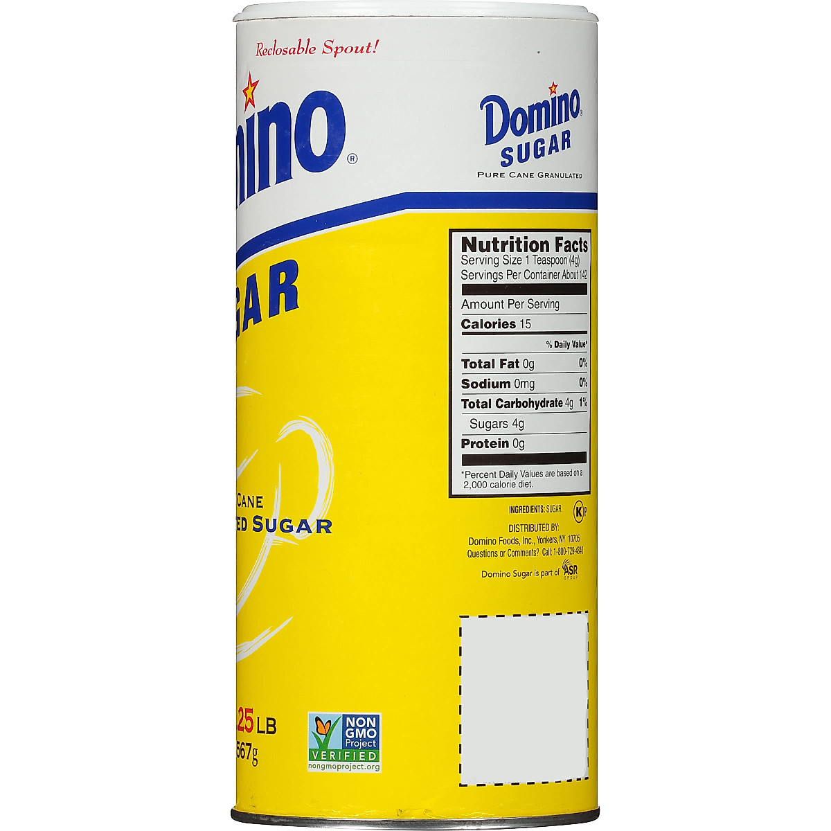 Domino White Granulated Pure Cane Sugar, 20 Oz Canister (Pack of 3)