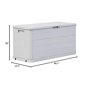 Tidyard Garden Storage Deck Box Plastic 74 Gal Lockable Garden Container Cabinet Toolbox for Patio, Lawn, Poolside, Backyard Outdoor Furniture 46.1 x 17.7 x 22 Inches (W x D x H)