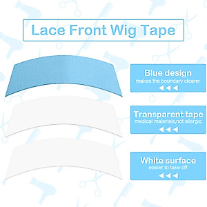 Blulu 84 Pcs Lace Front Wig Tape Lace Front Tape Wig Adhesive Tape Waterproof Lace Wigs Tape for Cosplay Party C Curve Double Sided Hair Wig Tape for Wigs Toupees Hair Pieces Hair Extension