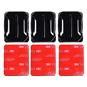 Adhesive Mounts for GoPro Cameras - 3x Curved & 3x Flat Mounts Bundle W/ 3M Sticky Pads- Tape Mount to Your Helmet/Bike/Board/Car- Fits ALL Go Pro Models - Premium Camera Accessories - 1 Year Warranty