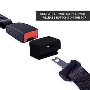 Morlike Silicone Seatbelt Secure Buckle Safety Cover Lock | Keep Children Safe in Car Seat and Prevent Kids from Accidentally Unbuckling | Buckle Guard Fits Almost Vehicles (Black, 2 Pack)