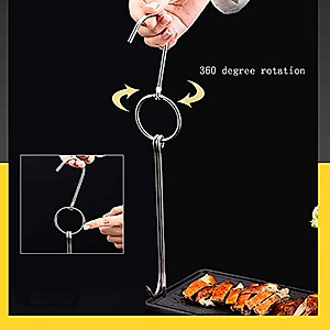 Setaria Viridis 3 PCS Double Meat Hooks Roast Duck Bacon Hams Shop Hook BBQ Grill Drying Hanger Cooking Tools Accessories for Peking Duck (Silver)