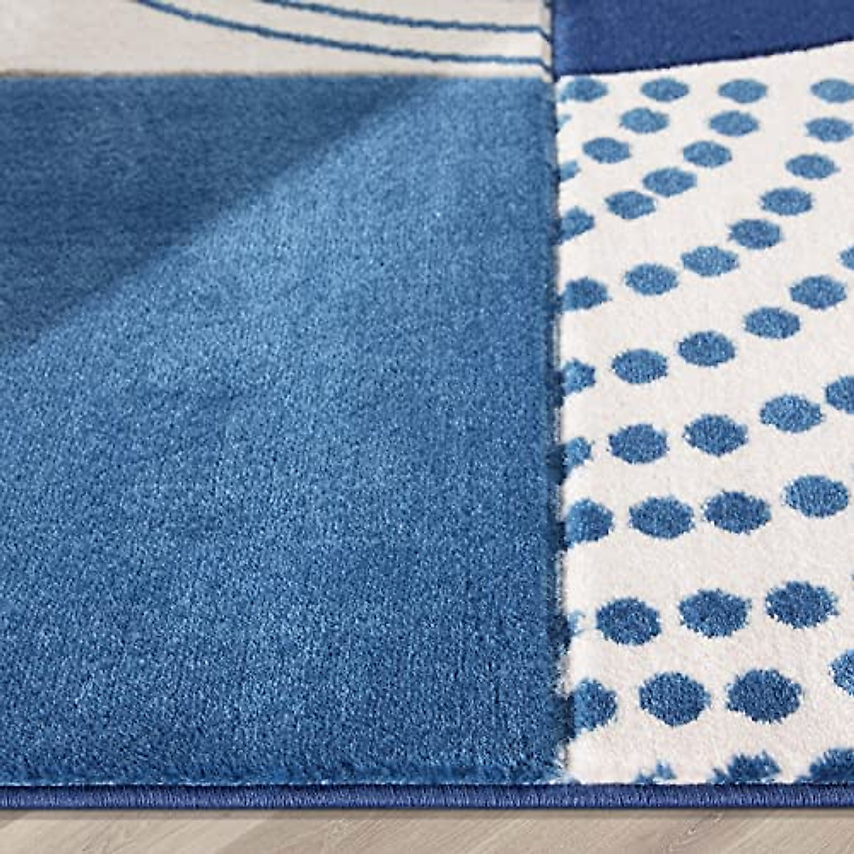 Well Woven Good Vibes Margot Blue Modern Geometric Chevron 5'3" X 7'3" 3D Texture Area Rug