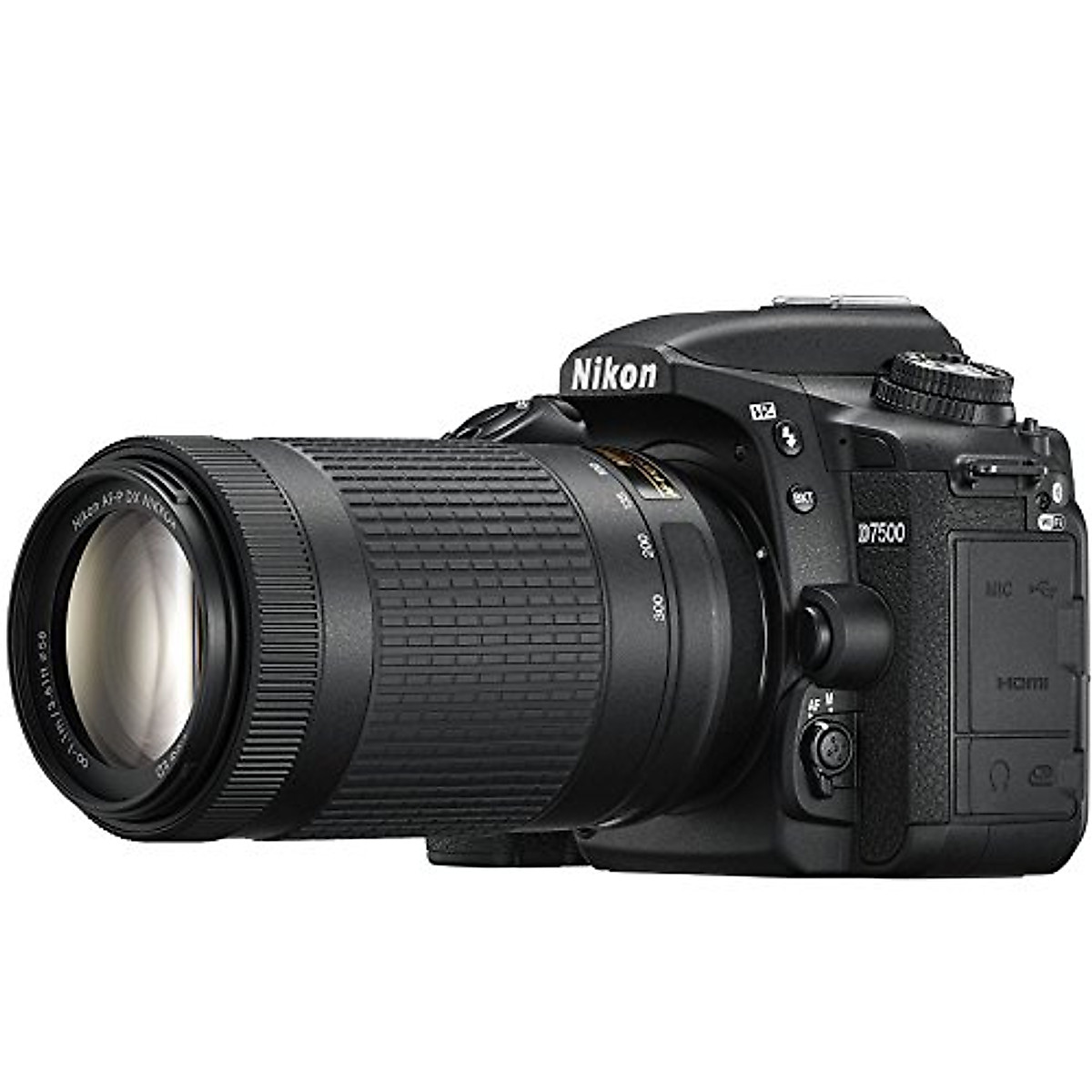 Nikon D7500 20.9MP DX-Format Digital SLR Camera + 18-55 VR & 70-300 AF-P VR Bundle with 500mm Preset Telephoto Lens, 64GB Memory Card and Accessories (21 Items)