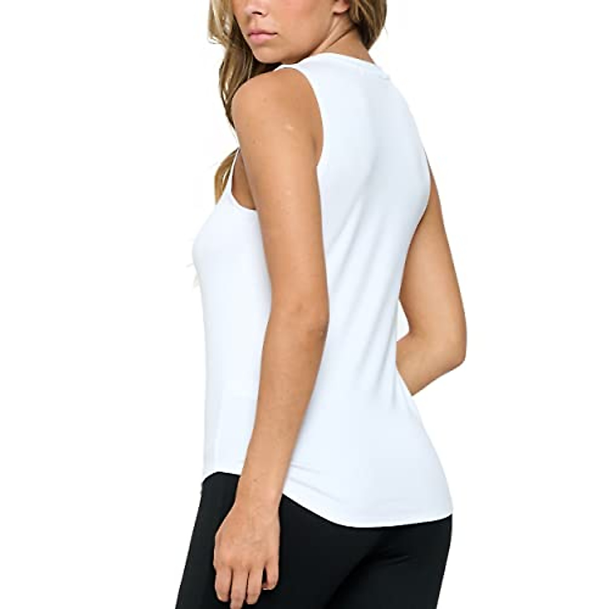 Knit Riot Women’s Muscle Tank Top – Sleeveless Slim Fit Soft Casual Basic Yoga Active Athletic Workout Running T Shirts KR144 White M