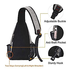 MOSISO Mini Sling Backpack,Small Hiking Daypack Travel Outdoor Casual Sports Bag, Gray