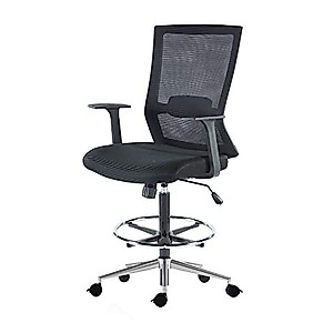 Sunon Office Tall Drafting Chair, Black & Brake Wheels