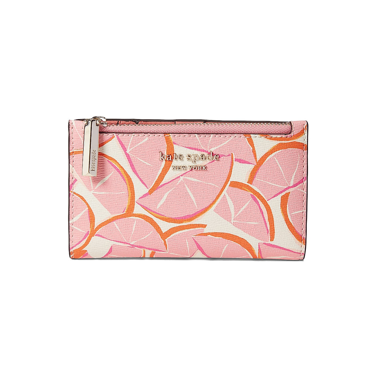 Kate Spade New York Spencer Grapefruit Printed PVC Small Slim Bifold Wallet Pink Multi One Size