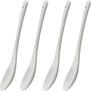 Ice Cream Spoons Ceramic Dessert Spoon Set of 4 Teaspoons Espresso Spoon Porcelain Spoons for Coffee Tea Yogurt Desserts Egg (4)