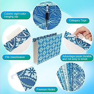 Estune 32 Pcs Decorative Hanging File Folders Letter Size Cabinet File Folders Organizers with 1/5 Cut Adjustable Tabs for Office Desk Filing Cabinet Home(Blues)