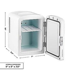 Chefman Portable Mirrored Personal Fridge, 4 Liter Mini Refrigerator, Skin Care, Makeup Storage, Beauty, Serums And Face Masks, Small For Desktop Or Travel, Cool & Heat, Cosmetic Application
