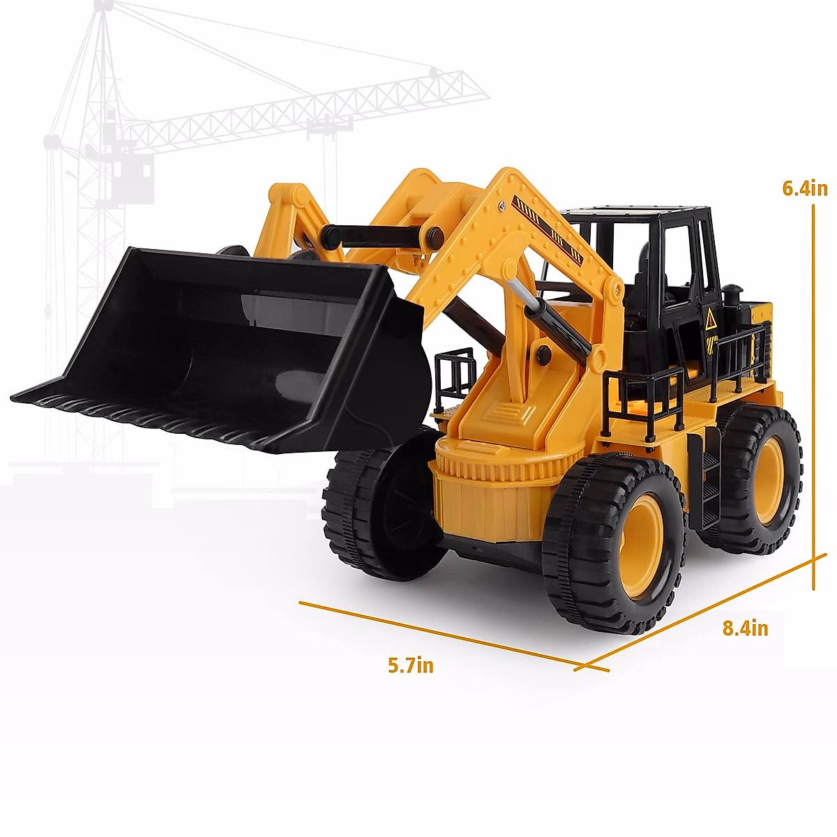 HYG Toys Remote Control Bulldozer, 1/24 Scale Front Loader Construction Vehicles Tractor for Boys，Construction Vehicles 9 Channel Tractor Excavator Toy