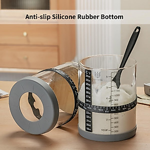 Sourdough Starter Jar,50oz Wide-Mouth with Non-slip silicone rubber Bottom Sourdough Starter Kit,Date Marked Feeding Band, Thermometer, Cloth Cover & Bamboo Lid, Reusable Sourdough Bread Baking