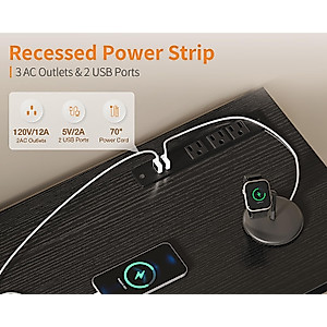 AODK Dresser with Charging Station, 40-Inch Long Dresser for Bedroom with 6 Large Fabric Drawers, Dresser TV Stand with Open Shelves for 50 Inch TV, Black