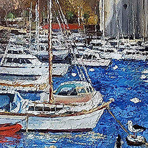 SOLD Harbor at Avalon, Catalina Island California by Internationally Renowned Painter Yary Dluhos