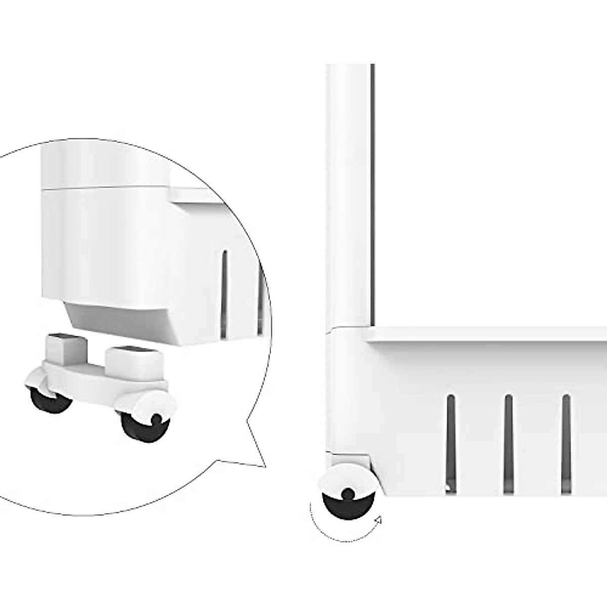 Todeco 3 Tier Slim Storage Cart Mobile Shelving Unit Organizer Slide Out Storage Rolling Utility Cart Tower, Gap Storage Pantry Storage Rack for Kitchen Bathroom Laundry Narrow Spaces, Plastic, White