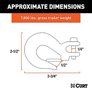 CURT 81900 1/4-Inch Forged Steel Clevis Slip Hook with Safety Latch, 7,800 lbs, 1/2-In Opening, 1/4" Pin , YELLOW