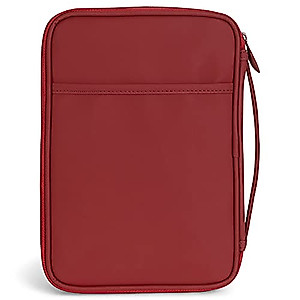 Cross Solid Blank Red Thinline Vinyl Zippered Bible Cover Case With Handle