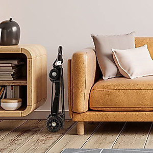 Folding Hand Truck, BOQZ Luggage Cart with Elastic Bungee Rope 4 Wheels Solid Construction Portable Fold Up Dolly Compact Lightweight Utility Cart for Luggage Travel Shopping Moving Office Use