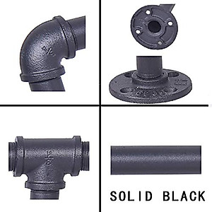 Diwhy Industrial Pipe Shelving Bookshelf Rustic Modern Wood Ladder Storage Shelf 3 Tiers Retro Wall Mount Pipe Design DIY Shelving (Black, L 36")