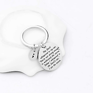 BNQL Semicolon Keychain I Am The Storm Keychain Inspirational Gifts Motivating Jewelry Gifts for Friend (keychain)