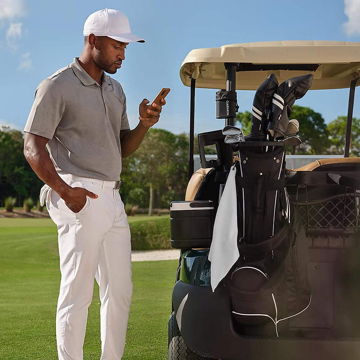 Garmin Approach Z82 Golf Range Finder with Slope - Golf Laser Rangefinder with Image Stabilization, GreenView, & 41K Courses - Bundle with PlayBetter Portable Charger & Microfiber Towel