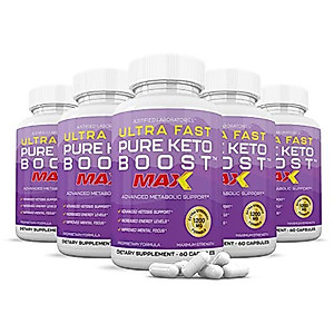 Ultra Fast Pure Keto Boost Max 1200mg Keto Pills Advanced BHB Ketogenic Supplement Exogenous Ketones Ketosis for Men Women 60 Capsules 5 Bottle