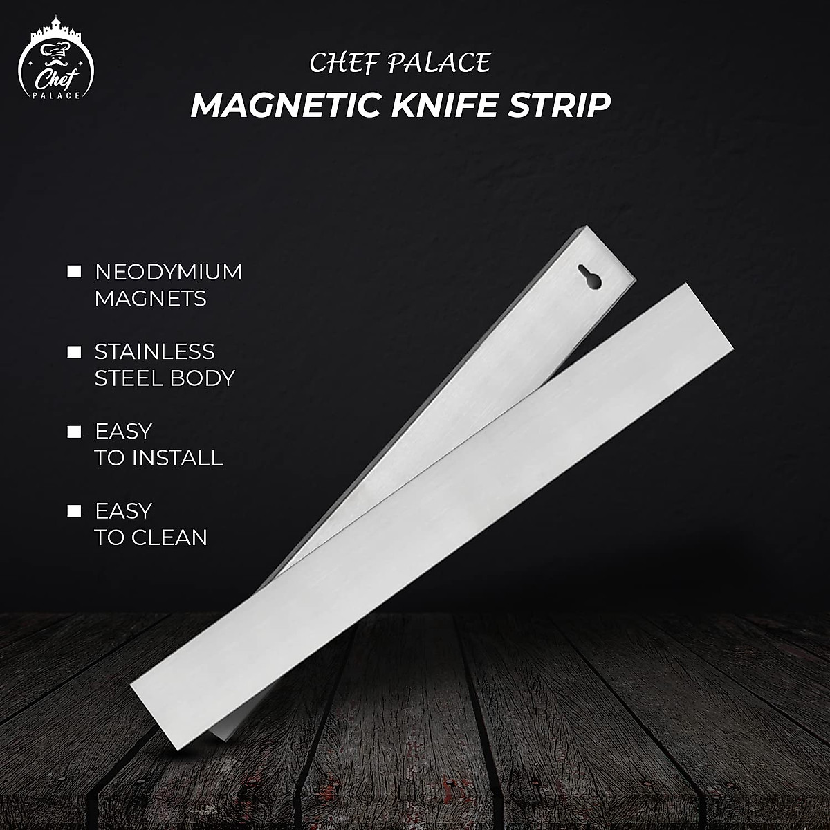 Chef Palace Magnetic Knife Strip, Simple to Install, Multiuse Knife Wall Mount Hanger, Suitable for Kitchen Utensils & Tools 40cm (15.7 Inch) Strong Magnetic Knife Bar