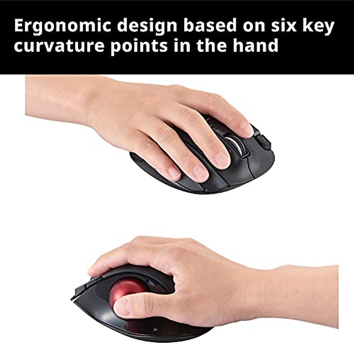 ELECOM EX-G Trackball Mouse, 2.4GHz USB Wireless, Ergonomic Design, Thumb Control, Smooth Precise Tracking Roller Ball, 6 Programmable Buttons, Tilt Scroll, Computer Mice for Laptop PC, Windows & Mac