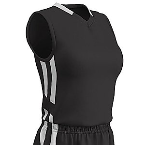 Champro Women's Standard Muscle Dri-Gear Basketball Jersey, Black, White, Small