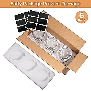 ComSaf Airtight Glass Canister Set of 6 with Lids 17oz Food Storage Jar Round - Storage Container with Clear Preserving Seal Wire Clip Fastening for Kitchen Canning Cereal,Pasta,Sugar,Beans,Spice