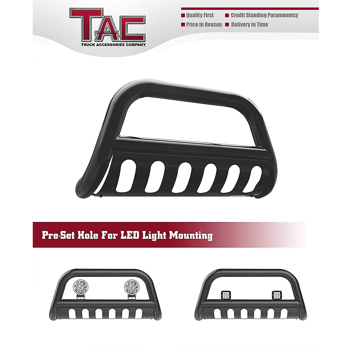TAC Bull Bar Fits 2004-2024 Ford F150 (Exclude Heritage edition/all F150 Raptor models/2020-2022 Diesel models)|2022-2024 F150 lightning EV|2003-2017 Expedition 3" SUV Black Bumper Guard