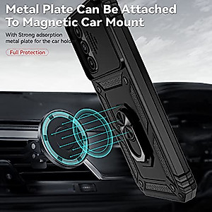 Meikobuly for Samsung Galaxy A14 5g Case - Shockproof Cases for A14 5G - Anti-Fall Drop Protection - Built-in Slide Anti-Scratch Camera Lens Cover - Integrated 360 Degree Rotating Kickstand,Black