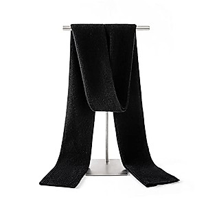 Lallier Cashmere Wool Scarf, Ultra Soft Classic Ribbed Solid Color Winter Scarf for Men and Women with Gift Box, Black