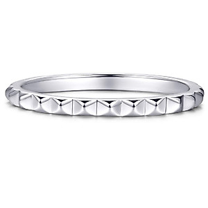 BLOSSOM & HUE Eternity Ring [Vintage Pyramid] for Women [Size 7] Teens & Girls [.925 Sterling Silver] - Delicate Art Deco Band [Hypoallergenic]