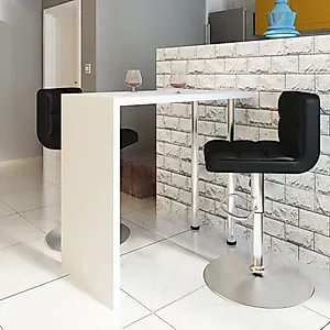 Bar Table,Coffee Tables,Mid Century Modern Coffee Table,Rectangle Dining Table,Dining Table,High Gloss,for Party, Kitchen, Living Room, Dining Room,MDF with 2 Steel Legs High Gloss White
