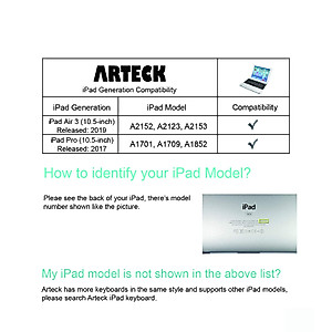 Arteck iPad Air 10.5-inch Keyboard, Ultra-Thin Bluetooth Keyboard with Folio Full Protection Case for Apple iPad Air 3 10.5-inch (2019) / iPad Pro 10.5-inch (2017) with 130 Degree Swivel Rotating