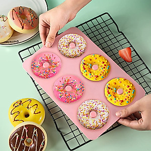 Silicone Donut Molds 2 Pack Non-Stick Silicone Donut Pan 6 Cavity Food Grade Baking Molds for Cake Donut Biscuit Bagels Muffins Blue+Pink