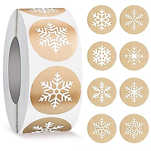 1000 Pieces 1.5 Inch Snowflake Stickers Christmas Envelope Seal Holiday Stickers Xmas Snowflake Seals Round Christmas Sticker Envelope Seal Decals for Christmas Winter Party Decor, 8 Styles