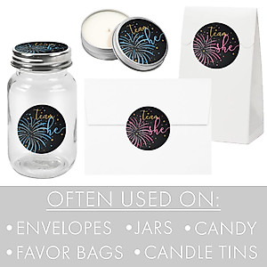 What Will Our Little Firework Be Gender Reveal Party -Team He or Team She - 40 Stickers