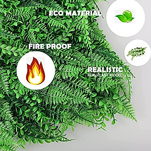 Baoz 12 PCS Artificial Grass Wall Panel 24"x16" Boxwood Hedges Wall Panels 32 Sq.ft Faux Greenery Plant Wall Backdrop Garden Greenery Privacy Fence Screen for Outdoor Indoor Backyard Wedding Decor